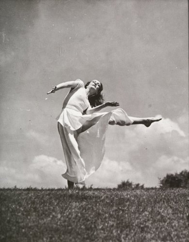 Doris Humphrey in an outdoor shot of "New Dance"