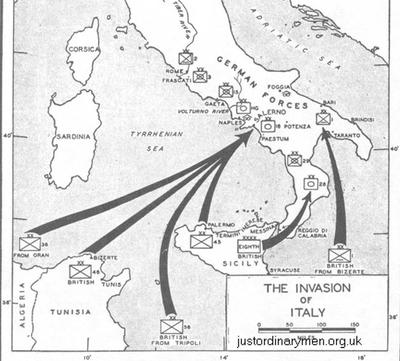 This image shows all of the directions Italy was invaded from.
