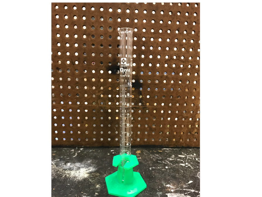 This is a graduated cylinder. We use this to measure the volume of liquids.