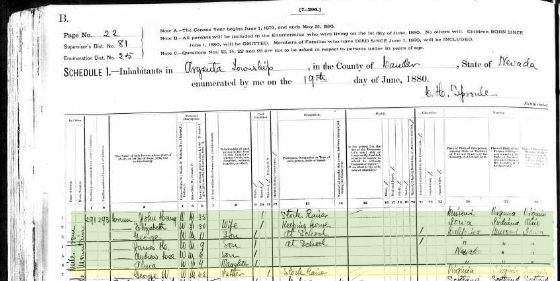 Census record of George Crum's residency with his son John Henry ...