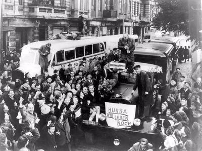 The people of Berlin celebrate together after the Soviets lifted the ...