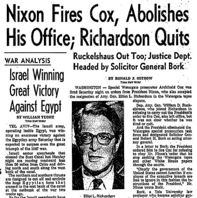 October 20, 1973 Harvard professor Archibald Cox was asked for tapes ...
