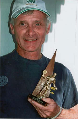 The champion of the first ever pickleball tournament, David Lester.