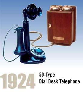 In 1924 the 50 Dial Desk telephone was invented by bells company in ...