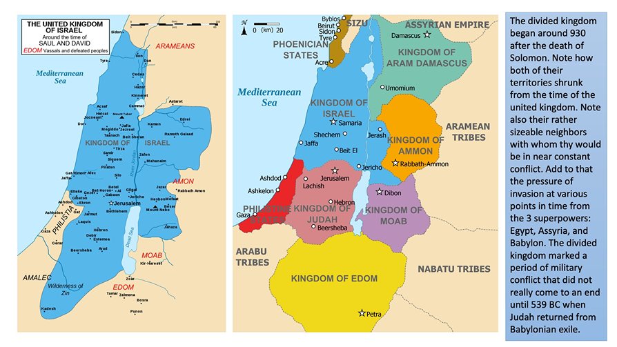 Approximately 70 years after the reign of David, the kingdom splits in ...