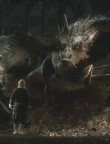 This is when Bilbo meets Smaug and they talk to each other because if ...